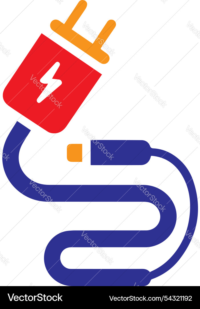 Mobile phone battery charger isolated flat style Vector Image