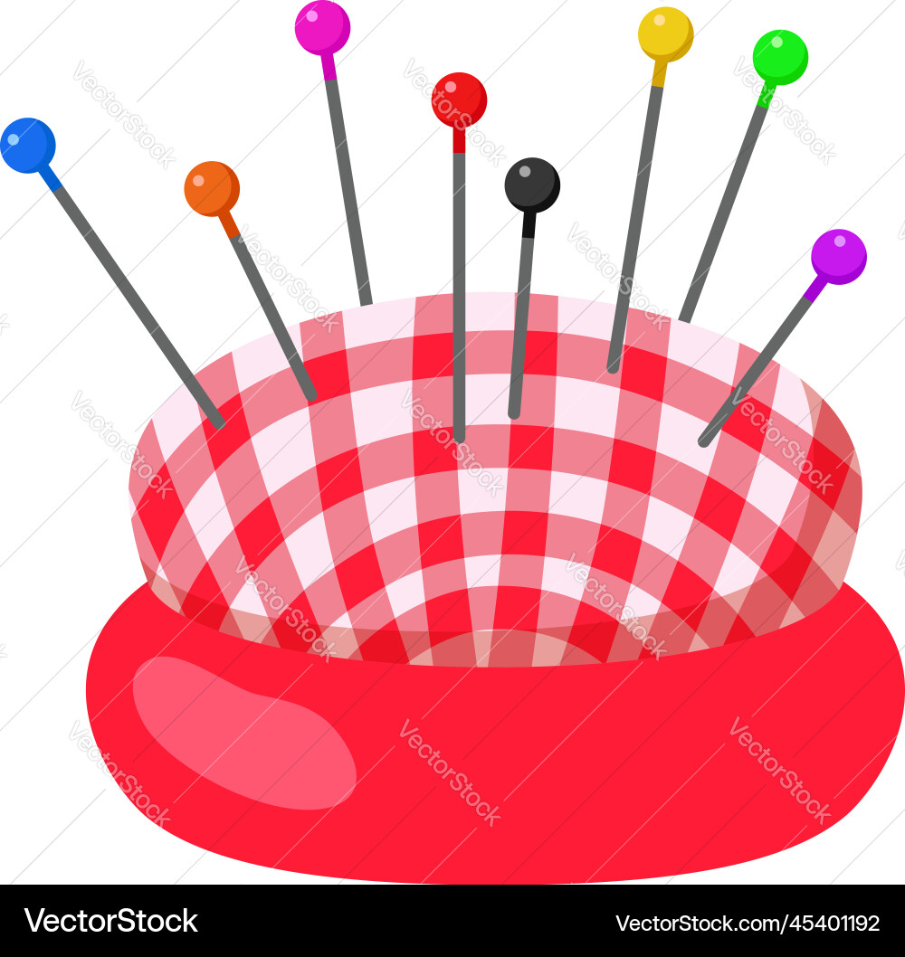 Pincushion with pins Royalty Free Vector Image