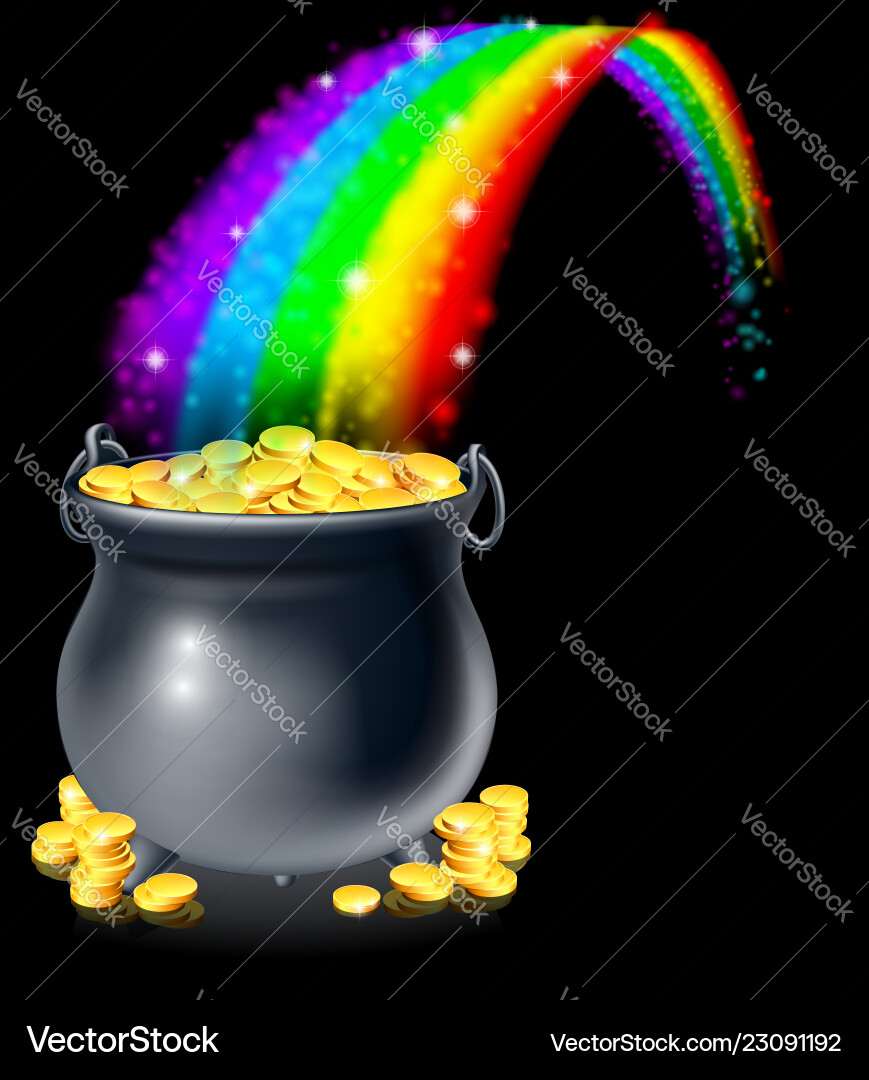 Pot of gold and rainbow Royalty Free Vector Image