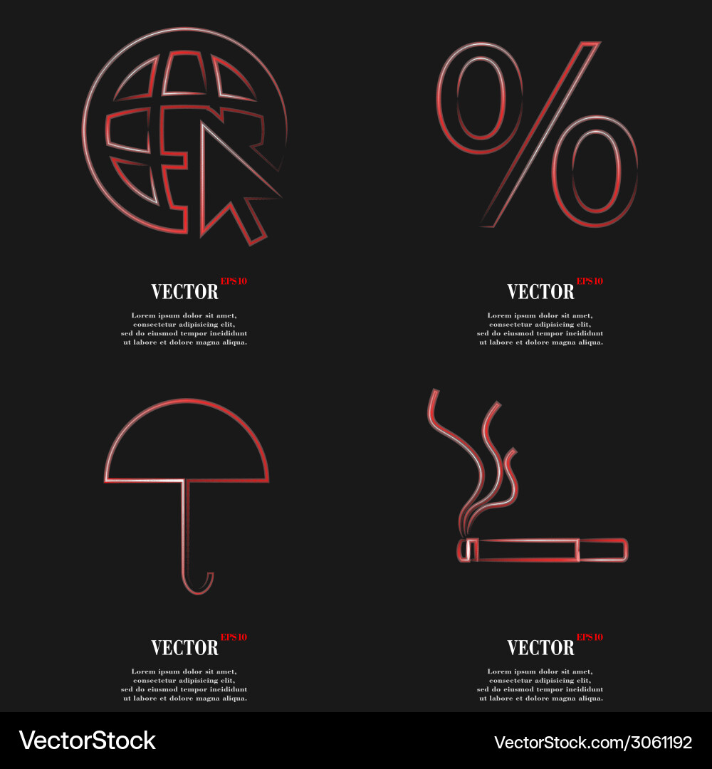 Set of red web icon flat design simple sticker Vector Image