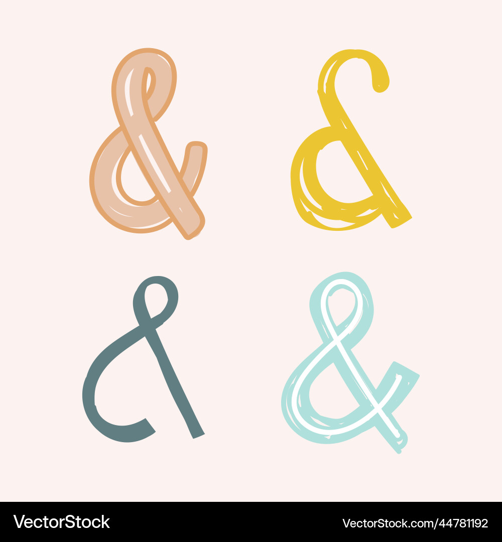 Symbol ampersand doodle font typography hand Vector Image