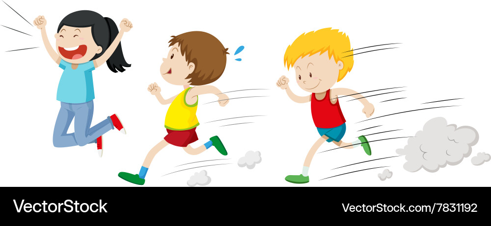 Two boys running in a race Royalty Free Vector Image