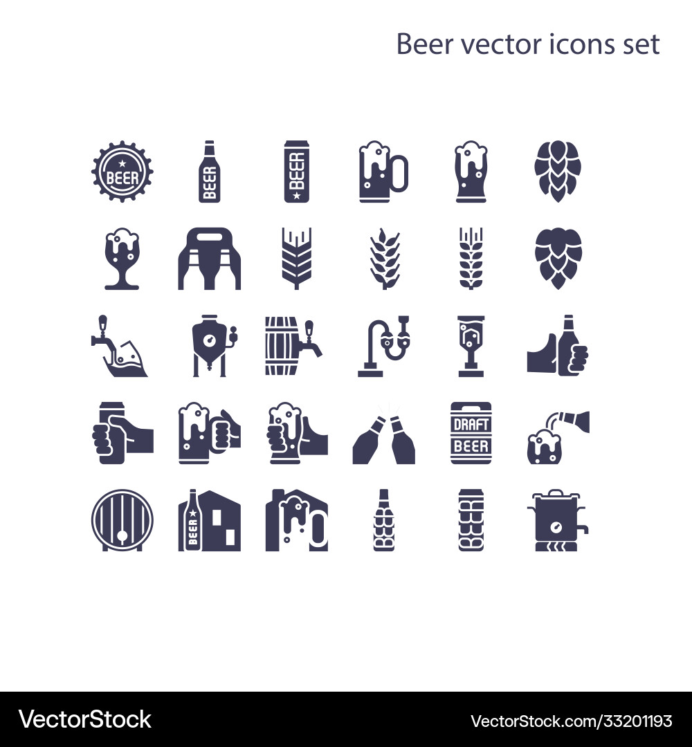 Basic element beer icons set Royalty Free Vector Image