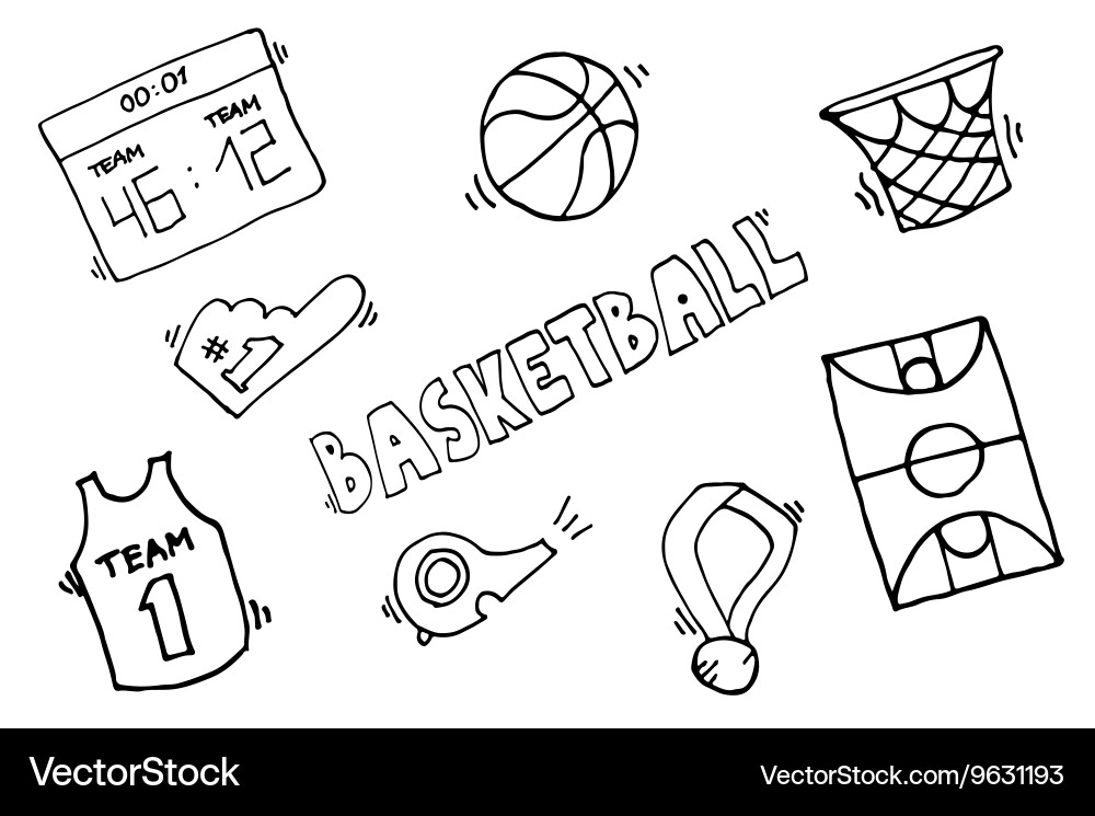 Basketball elements Royalty Free Vector Image - VectorStock