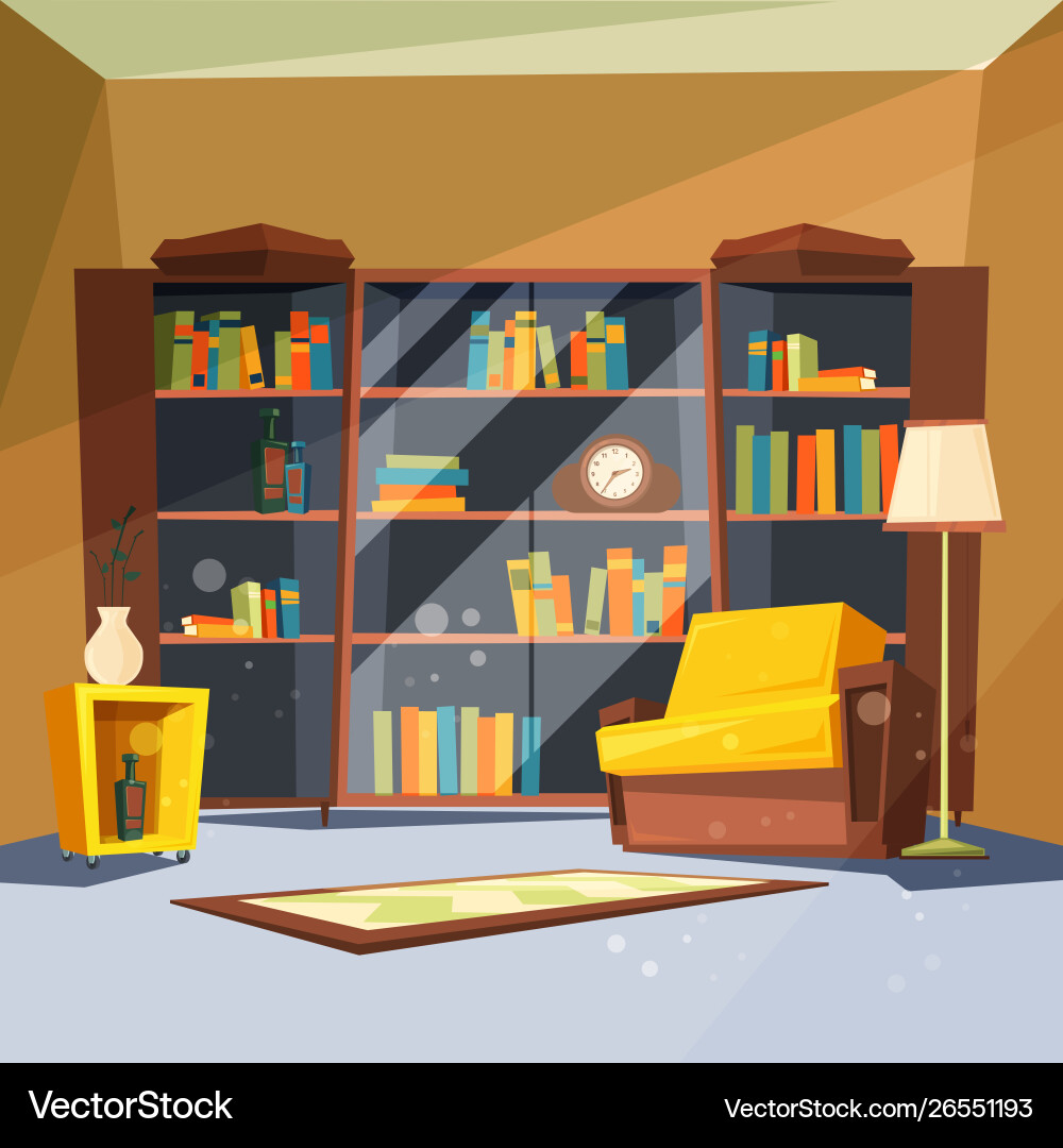 Cozy Home Library Interior Royalty Free Vector Image