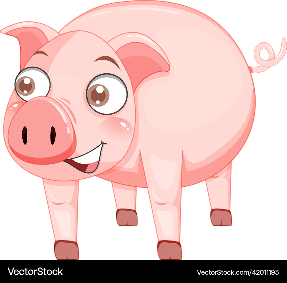 Cut pig cartoon character on white background Vector Image
