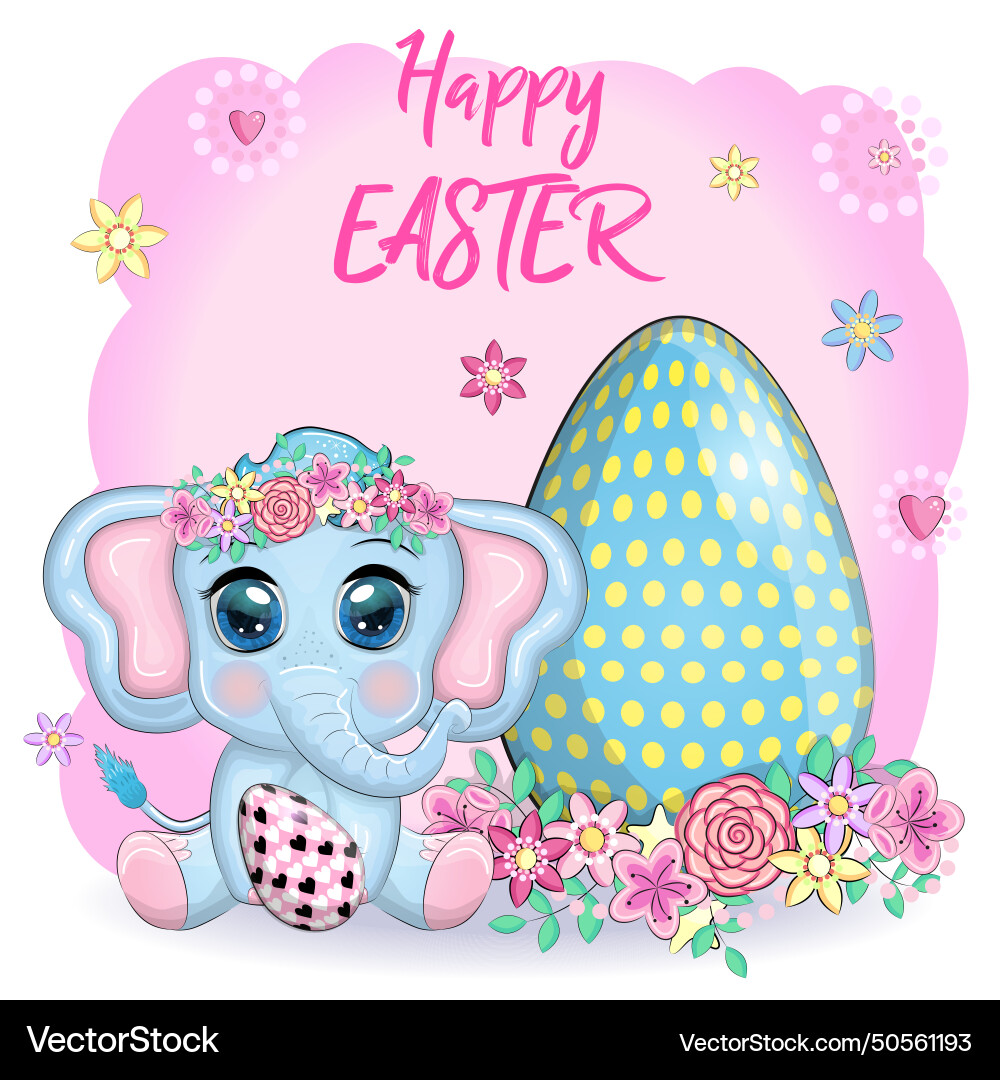 Cute cartoon elephant childish character Vector Image