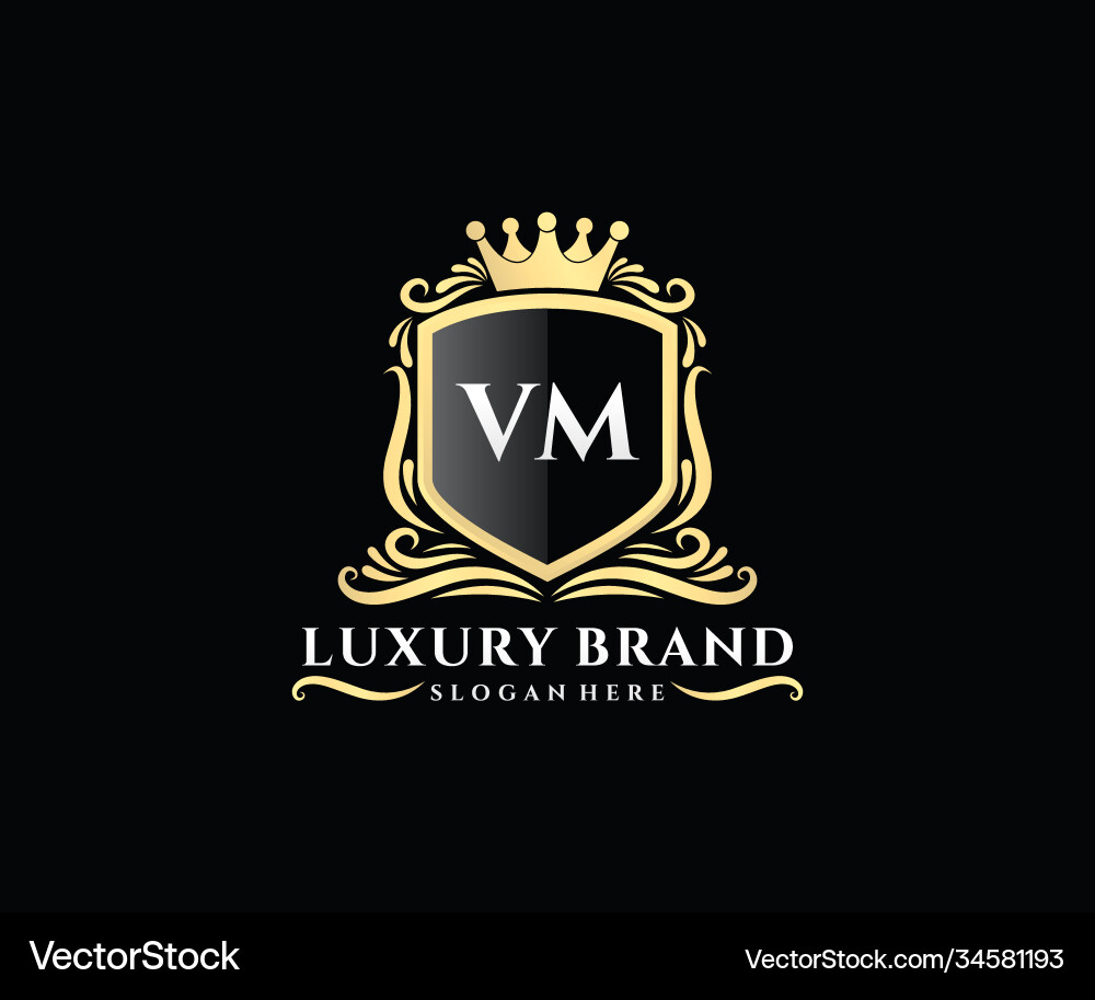 Elegant Gold Monogram Letter VM Royalty Free Vector Image