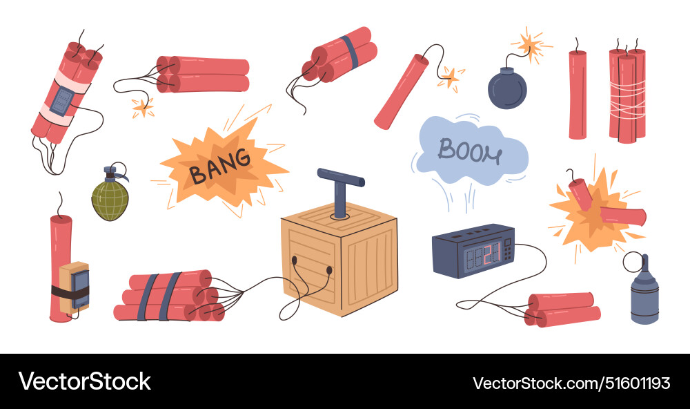 Explosion of bomb and dynamite tnts Royalty Free Vector
