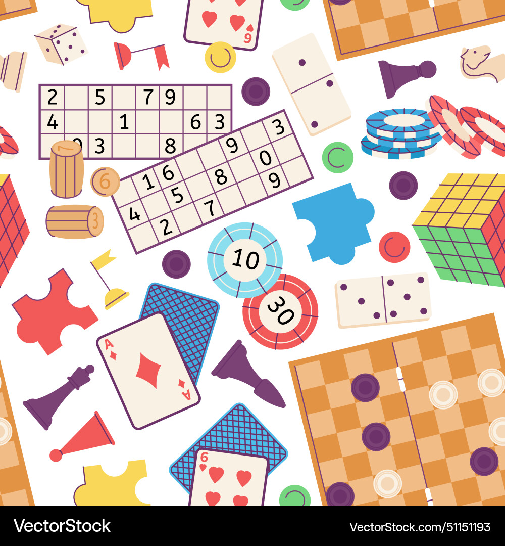 Games elements pattern board game for adults Vector Image