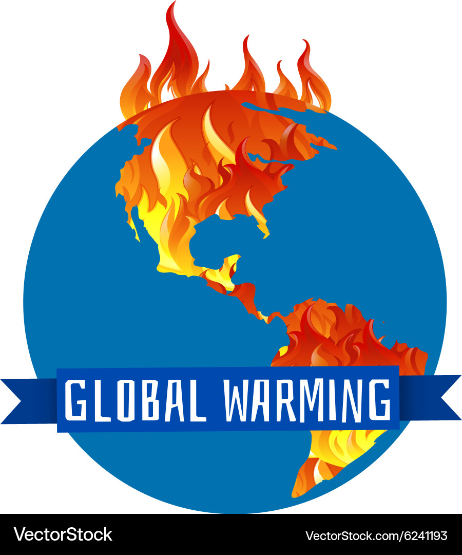Global warming poster with earth on fire Vector Image