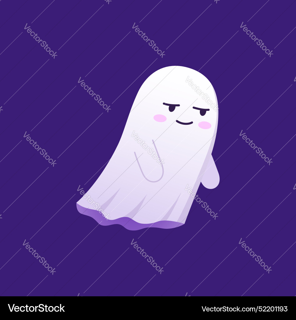 Halloween sad ghost character with teary eyes Vector Image
