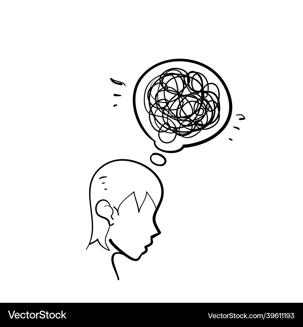 Hand drawn doodle complicated mind and mental Vector Image