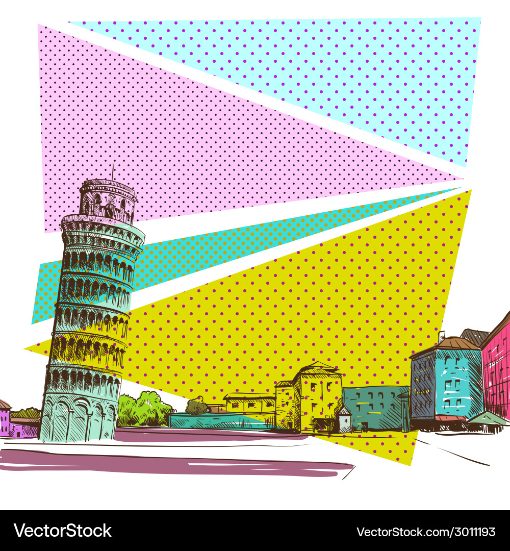 Pisa cityscape drawing Royalty Free Vector Image