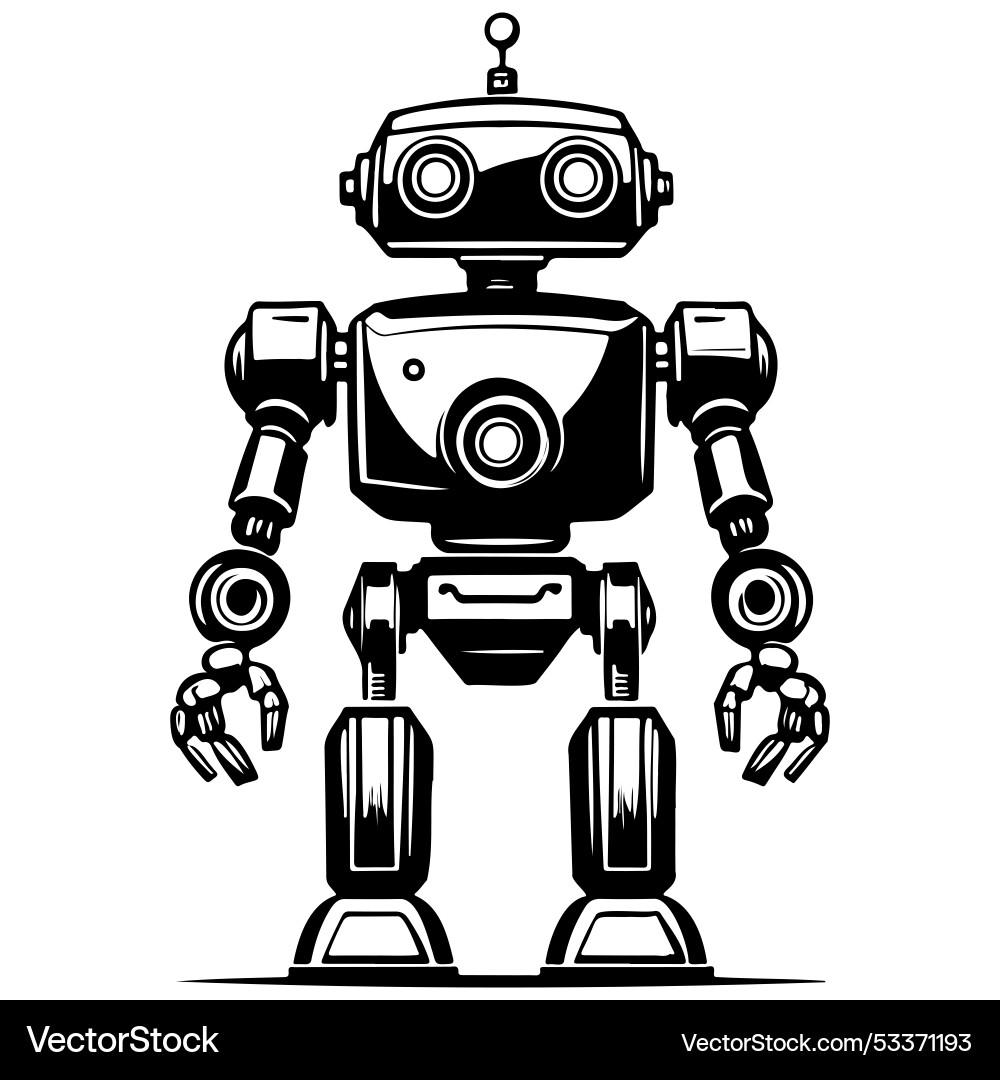 Robot hand drawn line transparent background Vector Image