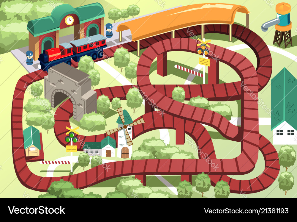 Toy Train Track Set Royalty Free Vector Image - VectorStock