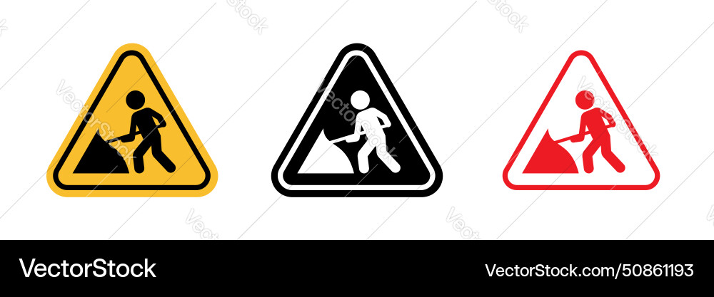 Under construction sign icon set notification Vector Image