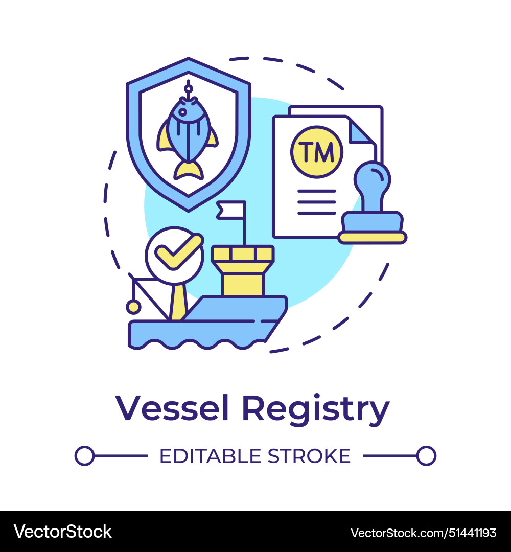 Vessel registry multi color concept icon Vector Image