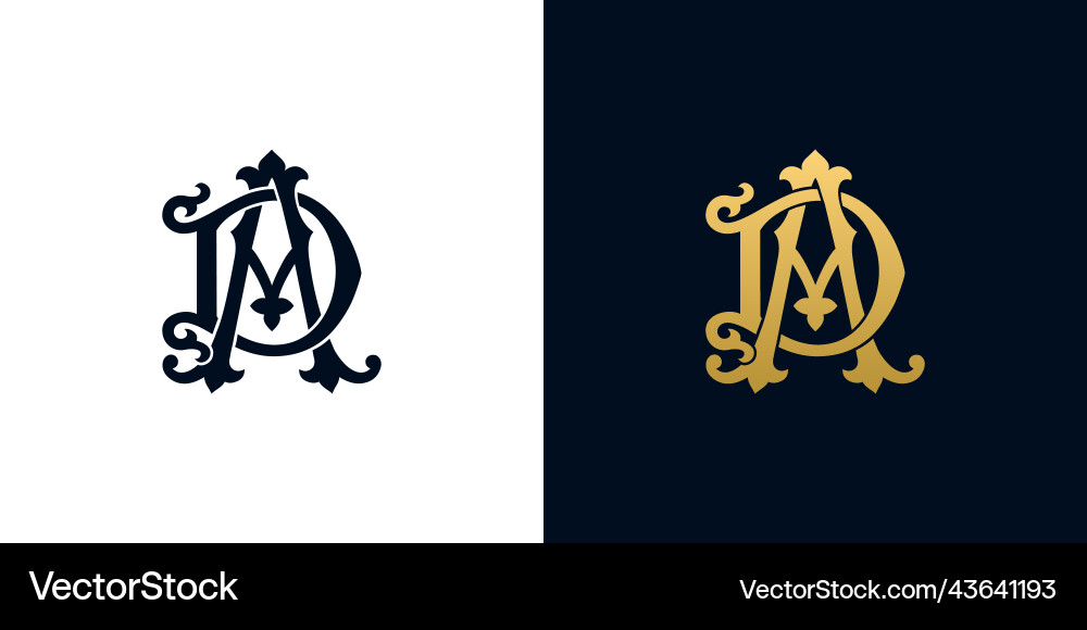 Vintage AD Monogram - Elegant Initials Royalty Free Vector