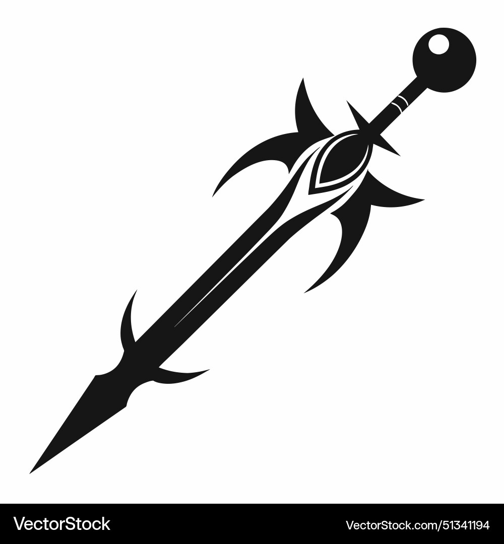 A black sword with ball on the end Royalty Free Vector Image
