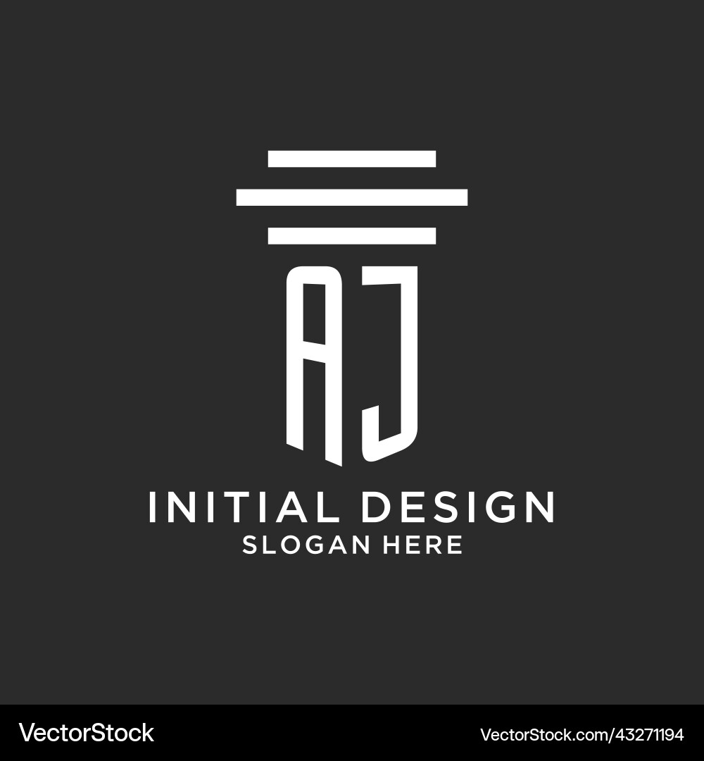Aj initials with simple pillar logo design Vector Image