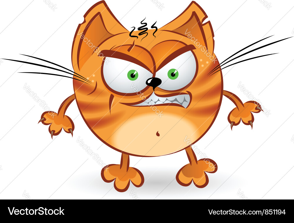 Angry orange cartoon cat Royalty Free Vector Image