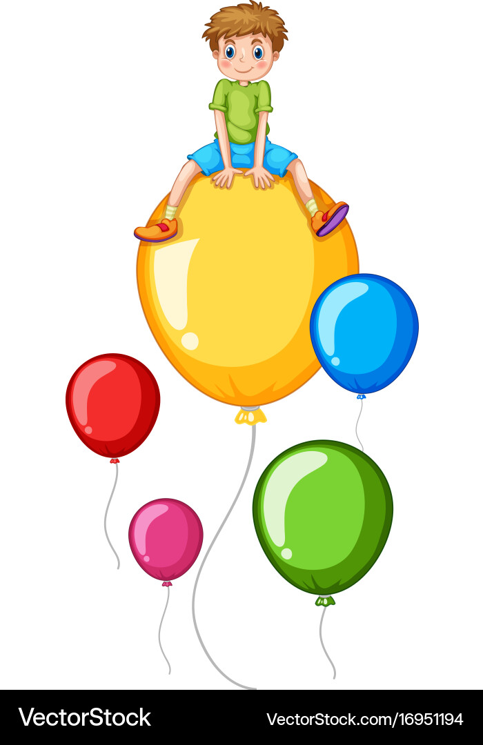 Boy and colorful balloon Royalty Free Vector Image