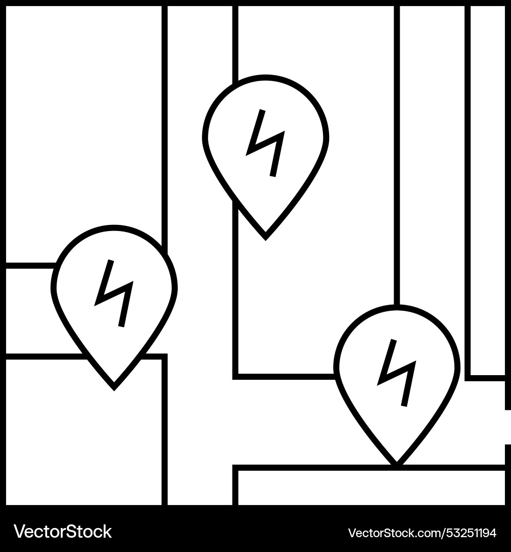 Charging stations location on map line icon Vector Image