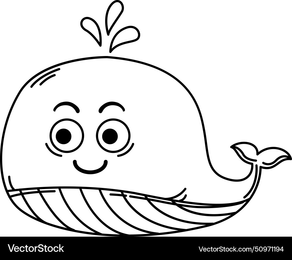 Colorful whale outline white on background Vector Image
