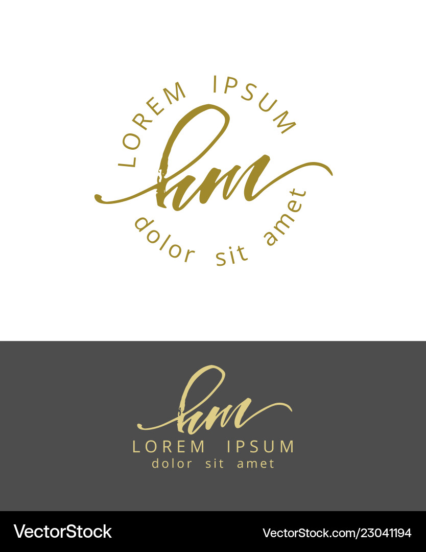 H m handdrawn brush monogram calligraphy logo Vector Image