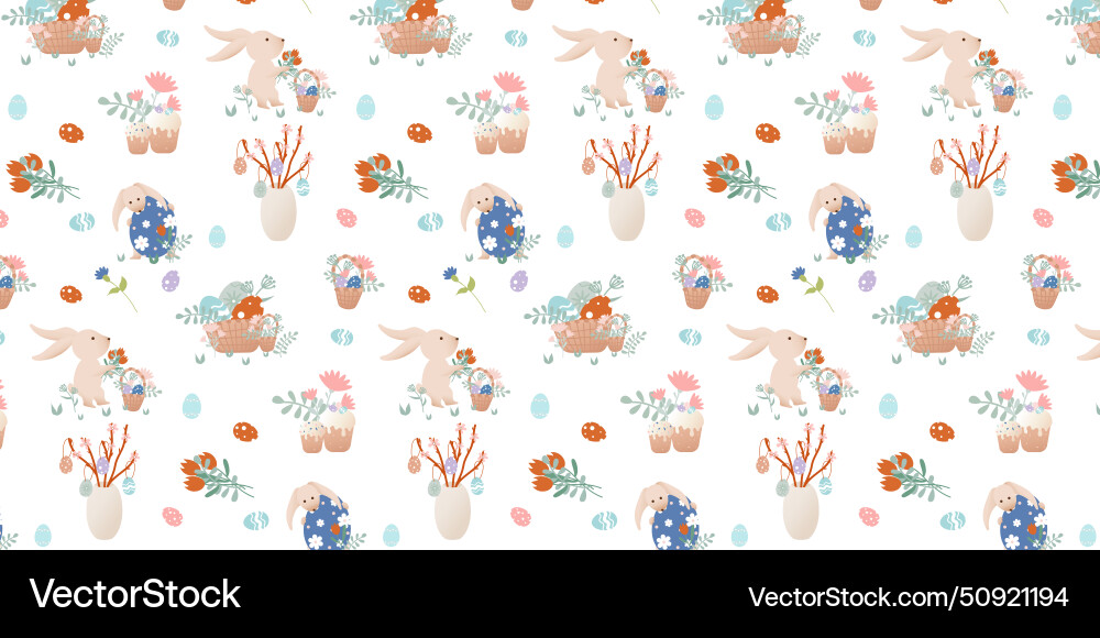 Happy easter clip art pattern with cartoon Vector Image