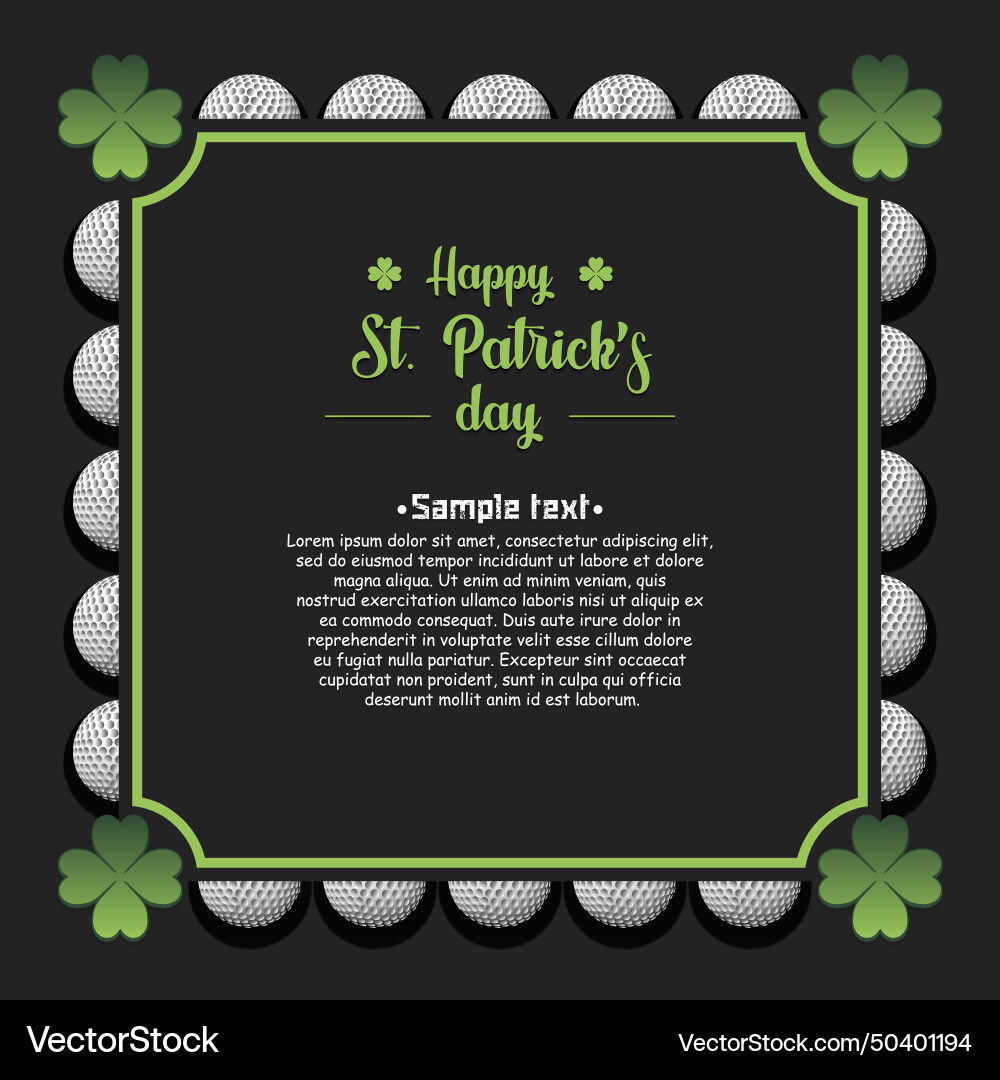 Happy st patricks day frame with golf balls Vector Image