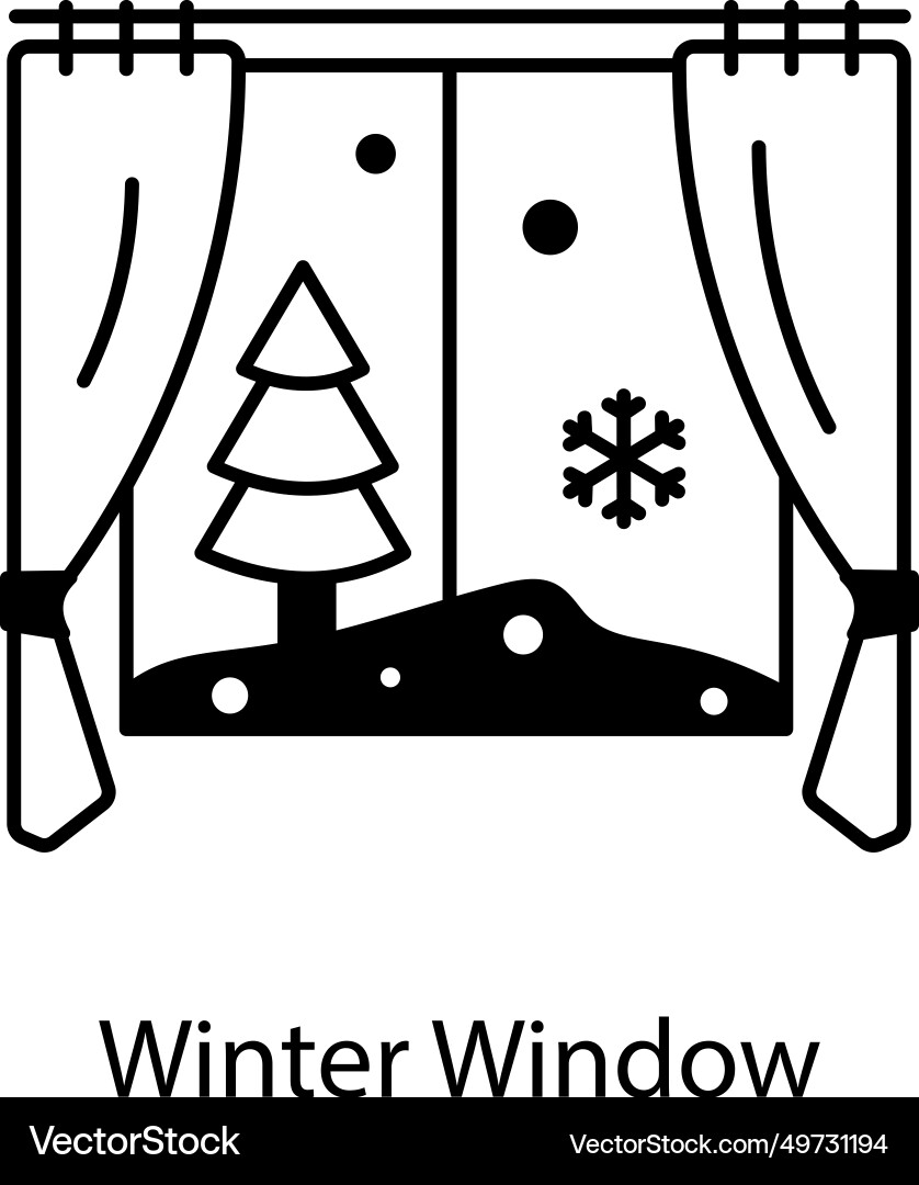 Heres a linear icon of winter window Royalty Free Vector