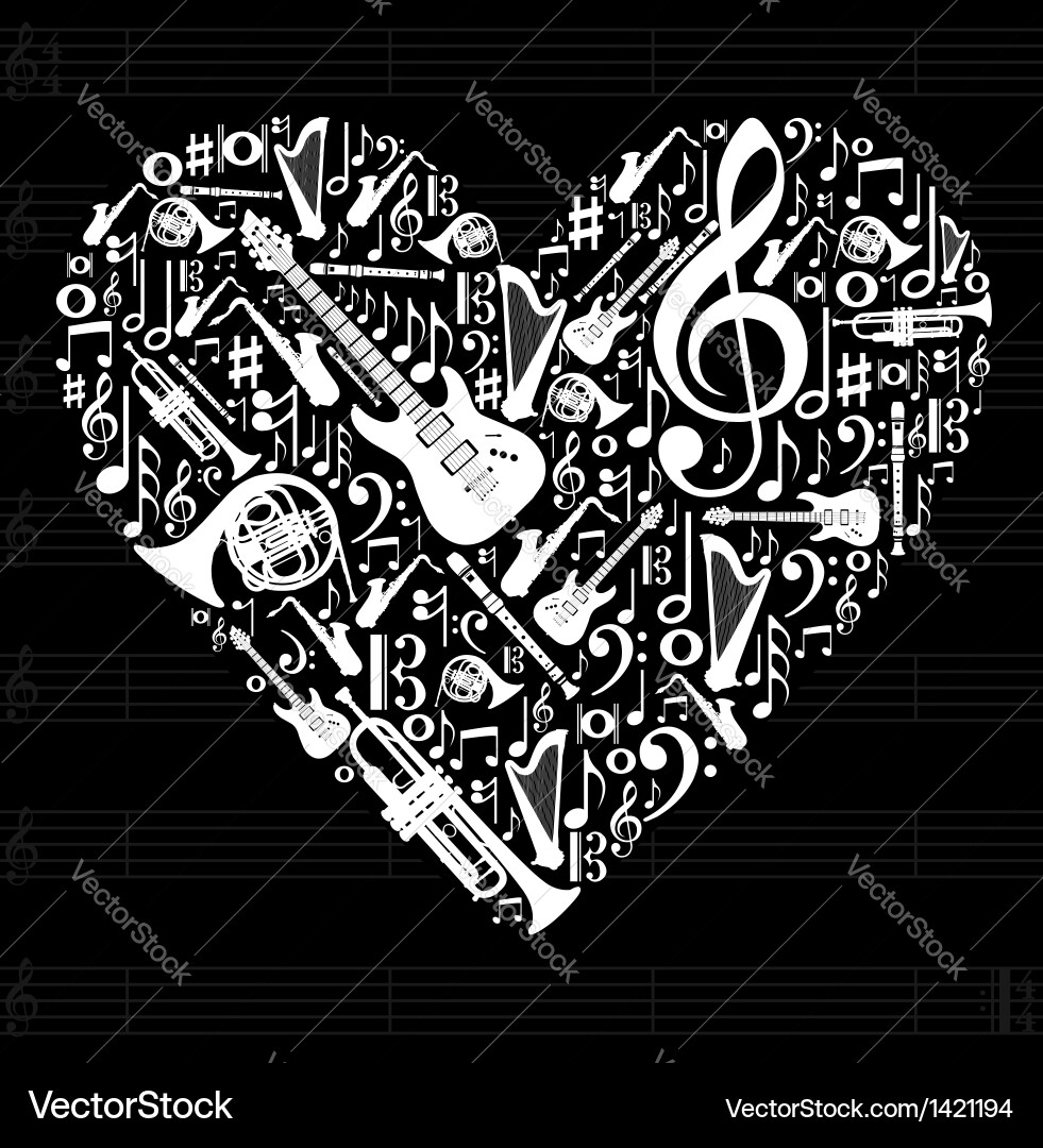 Love for music concept Royalty Free Vector Image