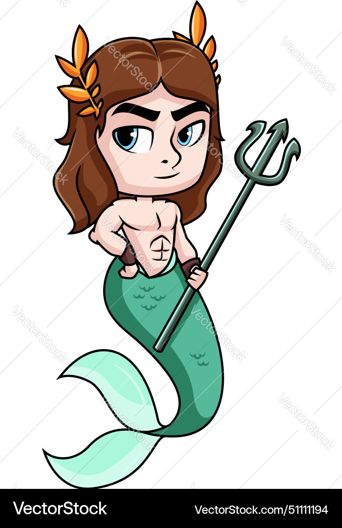 Poseidon Gott der See Cartoon Clip Kunst Vektorbild