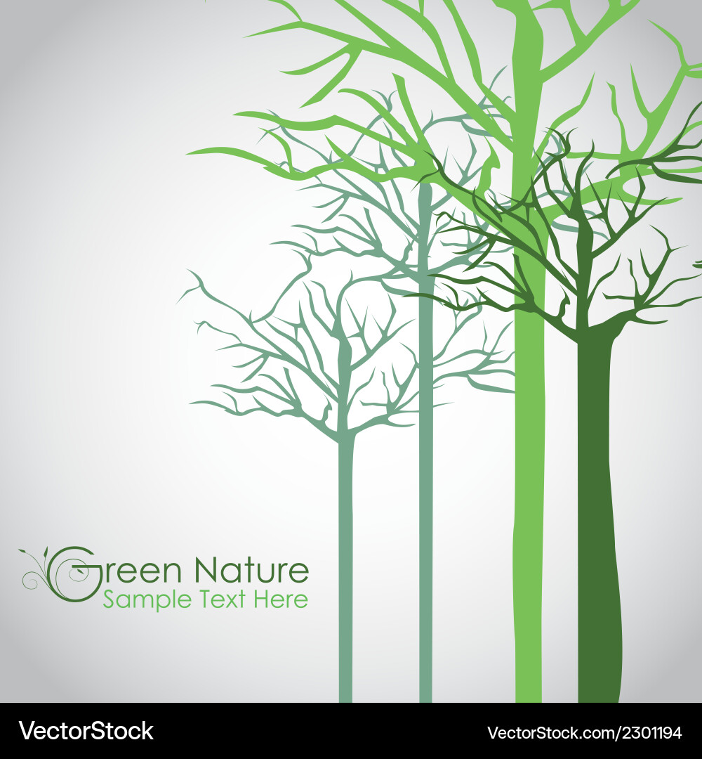 Silhouettes tree trunk in green Royalty Free Vector Image