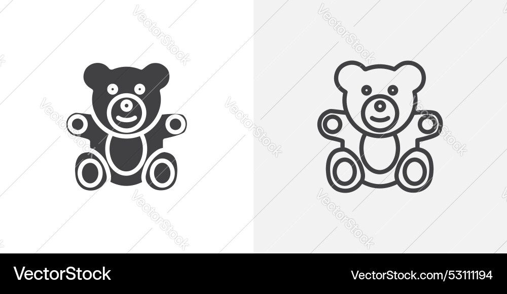 Teddy bear thin line icon set Royalty Free Vector Image