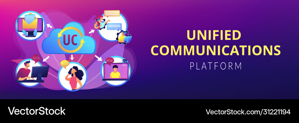 Unified communication concept banner header Vector Image