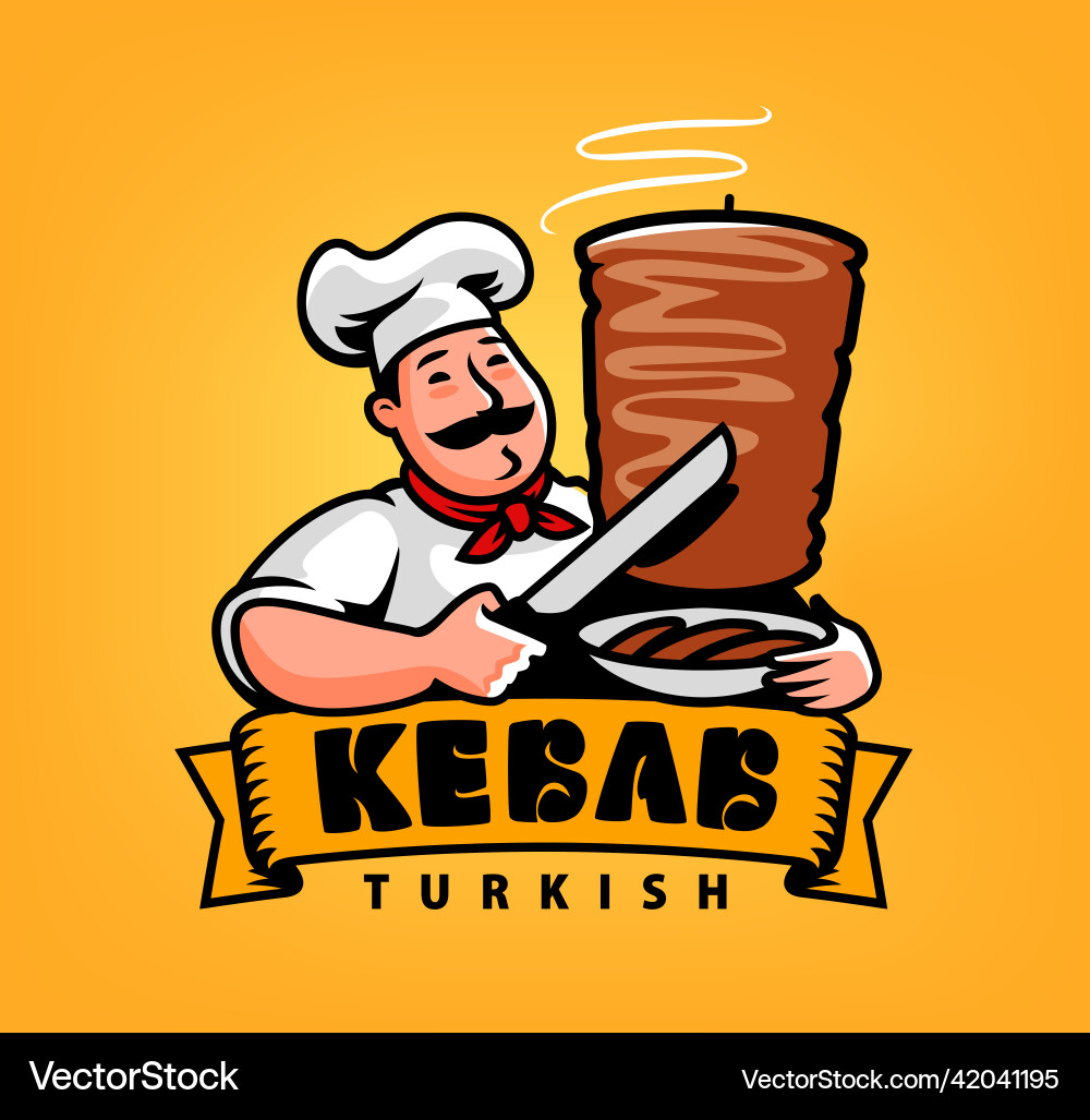 Arabic Kebab Chef Logo Royalty Free Vector Image