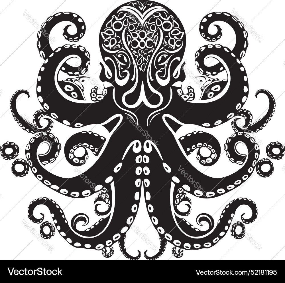 Cosmic connection octopus mandala black logo Vector Image
