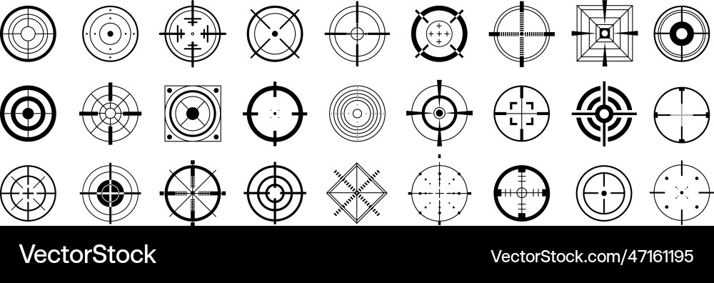 Crosshairs set black target for sniper shot Vector Image