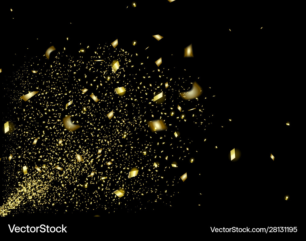Explosion gold confetti from left corner Vector Image