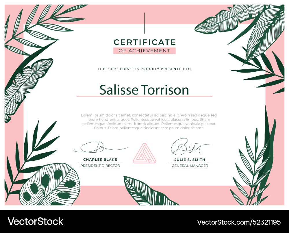 Floral certificate template Royalty Free Vector Image