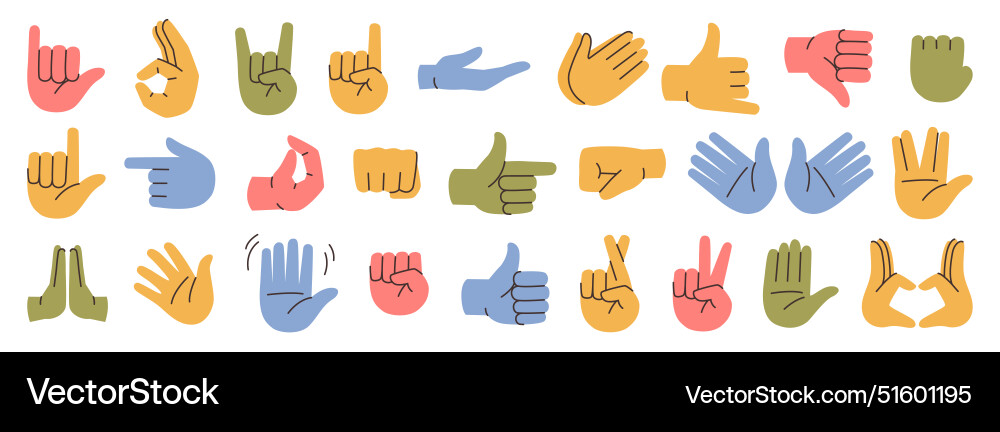 Hands gesture non verbal language signs Royalty Free Vector