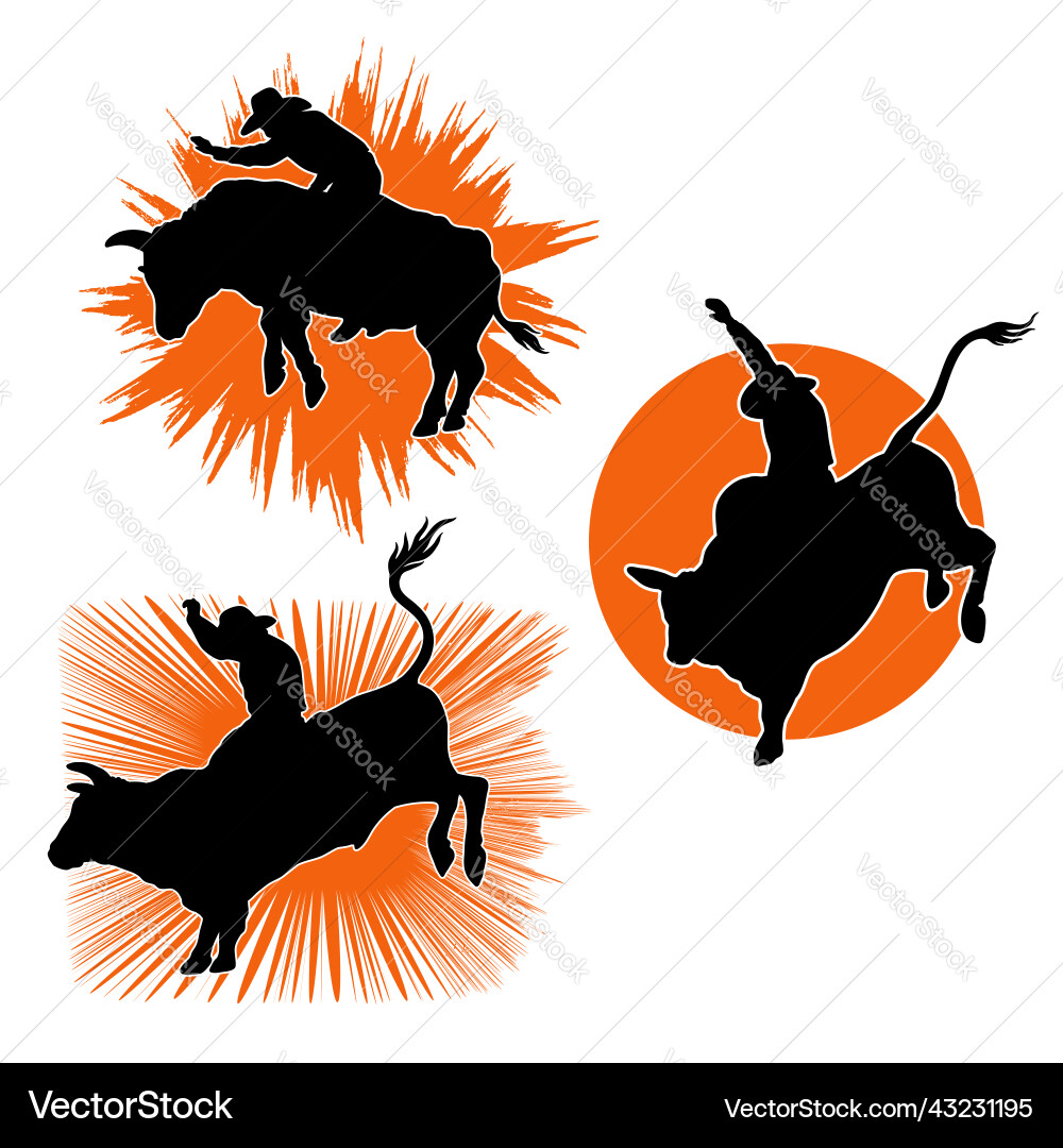 Rodeo bull set symbols isolated Royalty Free Vector Image