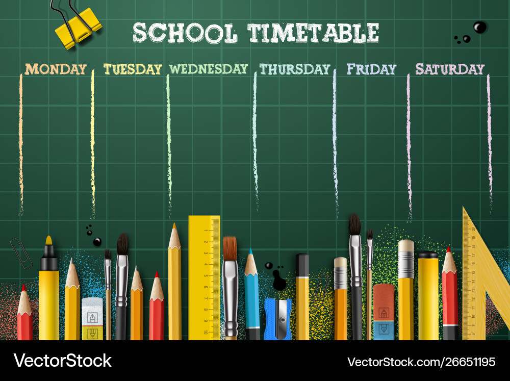 Schulplan für Studierende oder Schüler Vektorbild