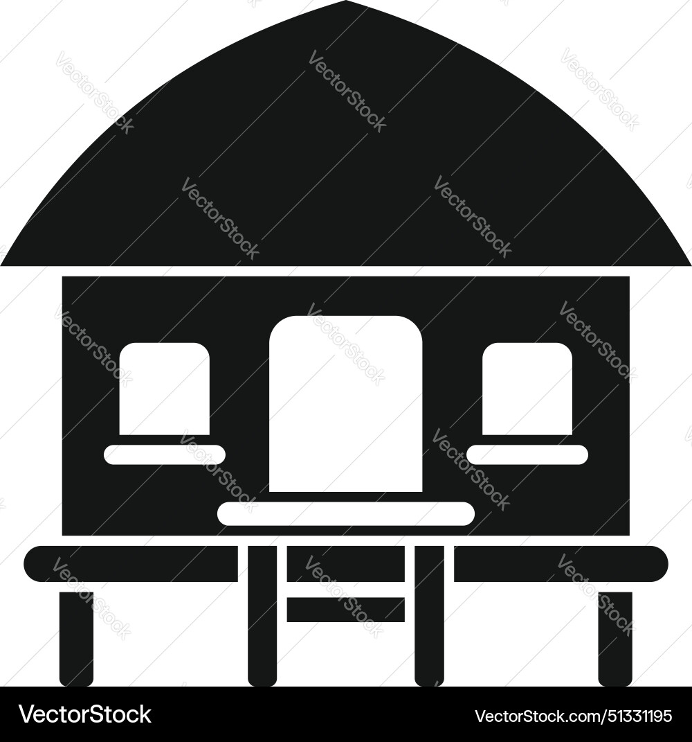 Simplistic black icon representing a bungalow Vector Image