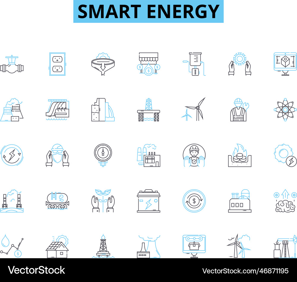 Smart energy linear icons set efficiency Vector Image
