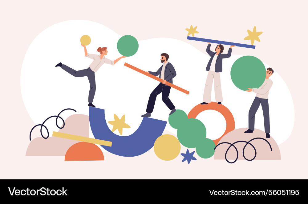 Team abstract geometric shapes people group Vector Image