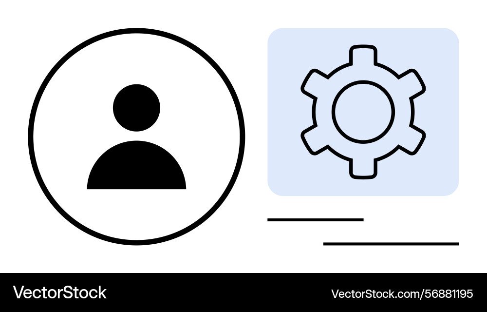 User profile icon and gear representing settings Vector Image